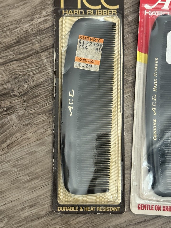 Ace Vintage Hard Rubber Pocket Combs Set of 3 Made In USA New Old Stock ...