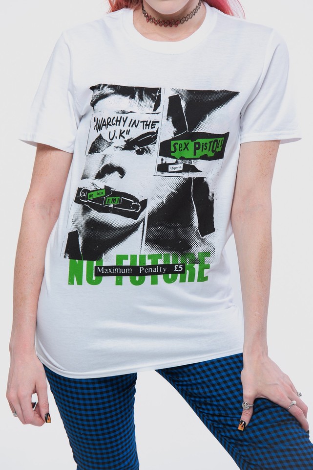The Sex Pistols T Shirt No Future Band Logo new Official Mens White | eBay