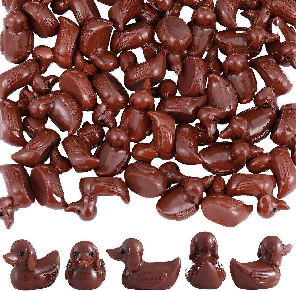 50 Pcs Mini Dog Duck Figurines Resin Miniature Dachshund Bulldog Duck ...