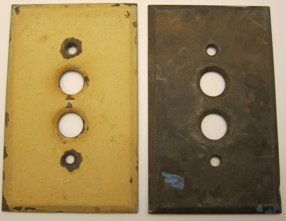 Four (4) Antique Solid Brass Push Button Switch Plate (2) | eBay