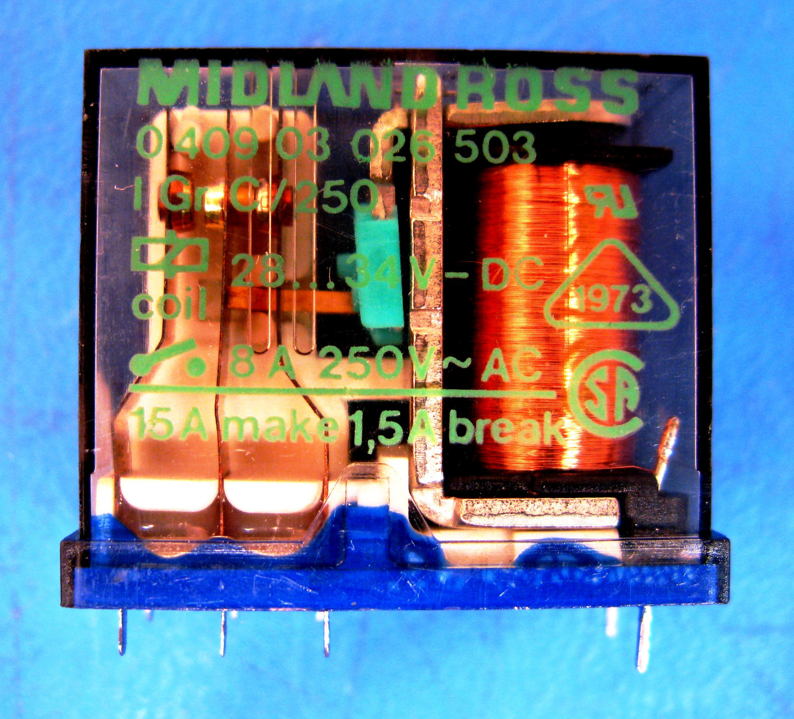 (1) MIDLAND ROSS RELAY 0409-03-026-503 34VDC 15AMP | eBay