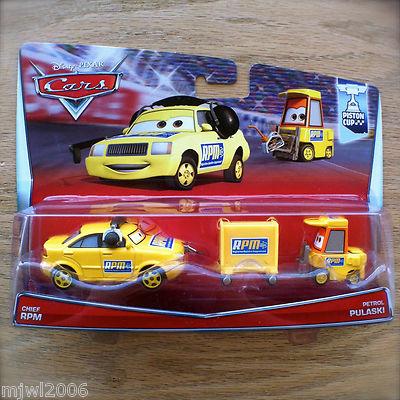 Disney PIXAR Cars CHIEF RPM & PETROL PULASKI 2-PK diecast PISTON CUP 5 ...