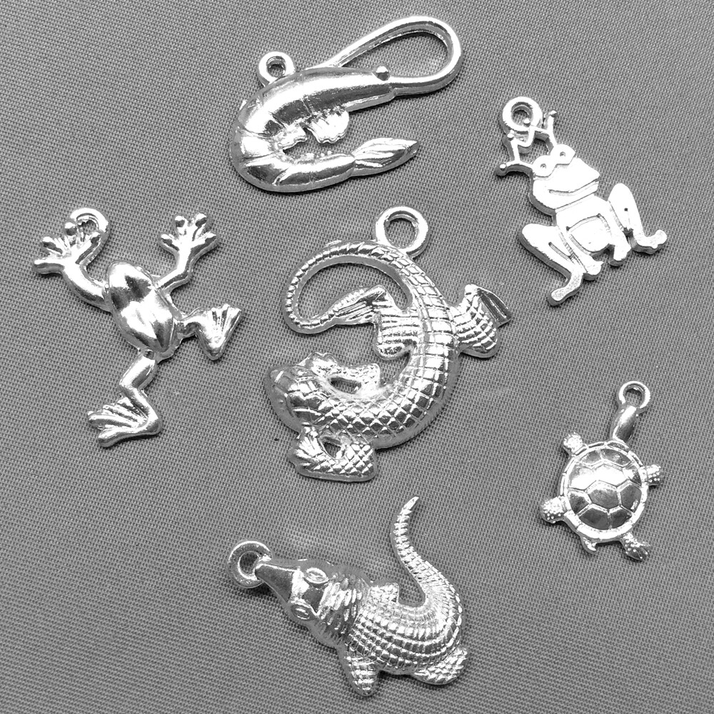 Silver Plated Alloy Mixed Bayou Swamp Frog Crawfish Lizard Reptile ...