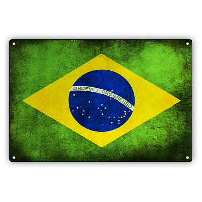 Brazil Country Flag Brazilian Vintage Look Art Decor Novelty Aluminum ...