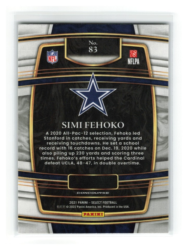 2021 Panini Select Football #83 SIMI FEHOKO RC Concourse | eBay