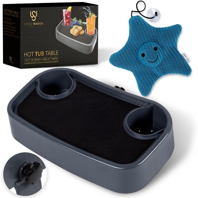 Hot Tub Table Tray with Drink Holder, FREE hot Tub Scum Absorber | eBay