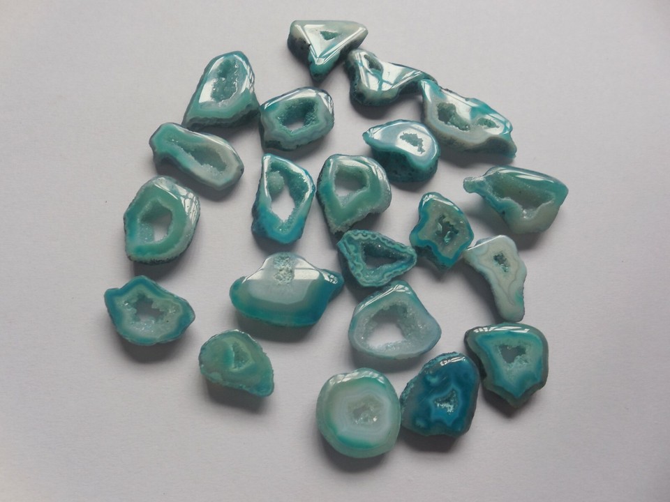 20 Pcs Lot Druzy Natural Slice Agate Beads Gemstone Geode Larimar Color ...