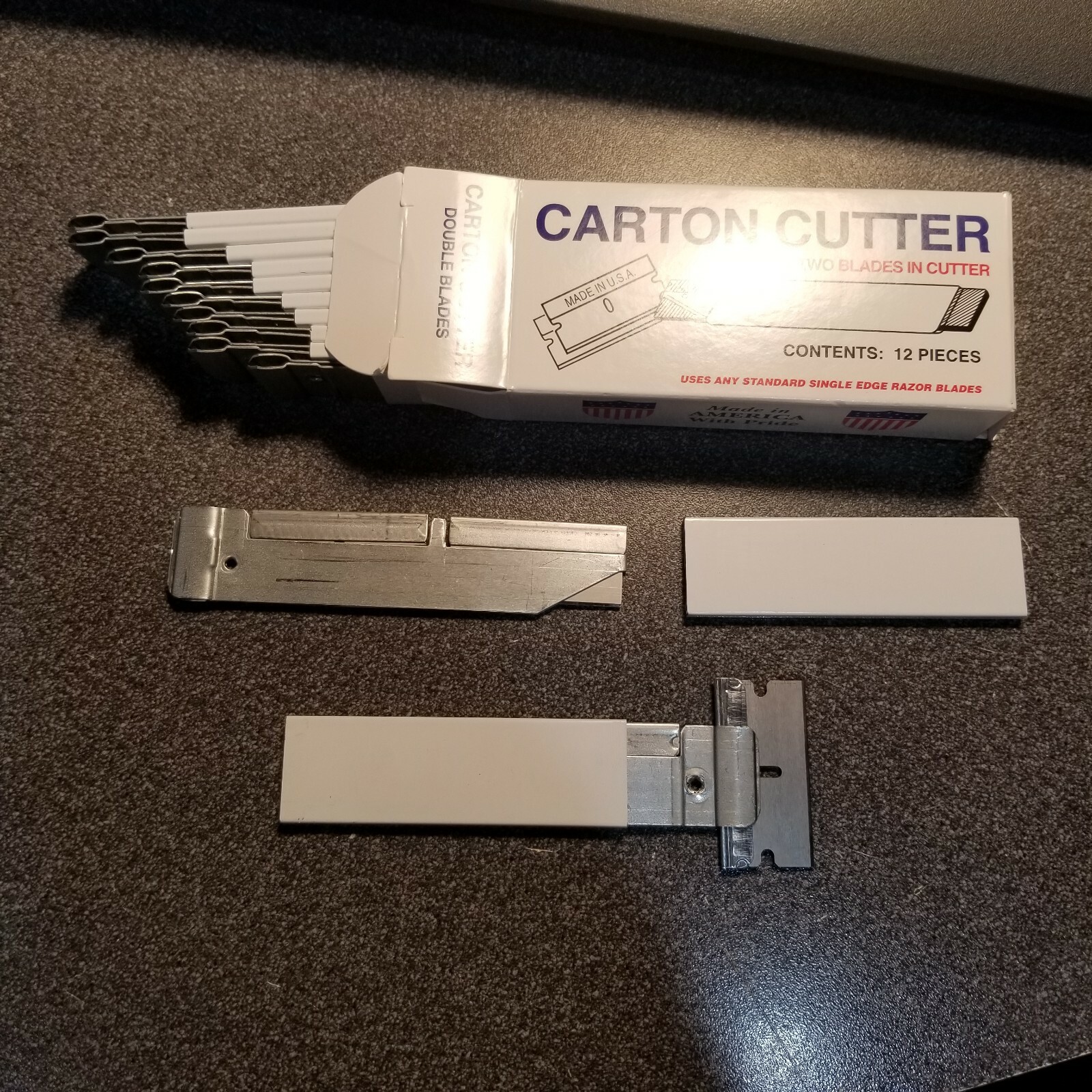 12 Carton Cutter Made in USA Compact Utility Retractable - RARE DOUBLE ...