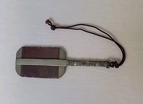 Antique Chinese Very Fine Toothed Bone And Ornate Pewter Metal Comb | eBay