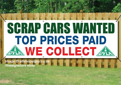 SCRAP CARS BOUGHT FOR CASH OUTDOOR BANNER SCRAP CAR SIGN PVC with ...
