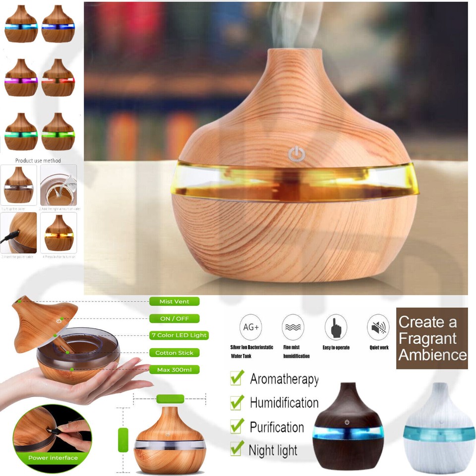 Electric Led Humidifier Ultrasonic Essential Oil Aroma Diffuser Air ...