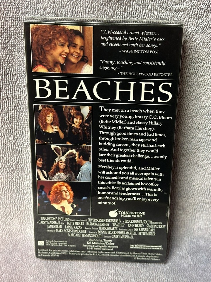 Beaches VHS Movie Bette Midler Barbara Hershey (Sealed, 1988 ...