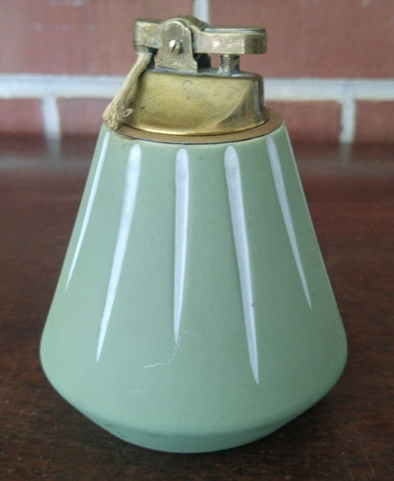 Vintage Midcentury Winfield Table Lighter Sage Olive Green Porcelain | eBay