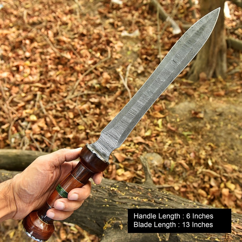 Roman Gladius SWORD Hand Forged Damascus Steel Double Edge gladiator ...