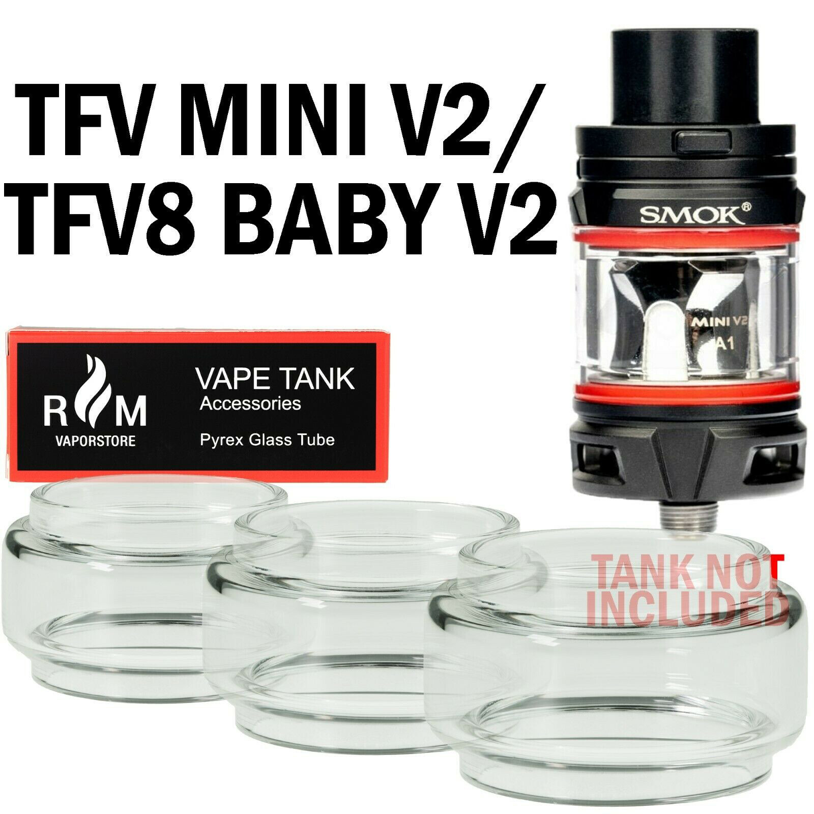 x3 Bubble Glass For Smok TFV Mini V2, TFV8 Baby V2 Morph 2 TPD, R Kiss ...