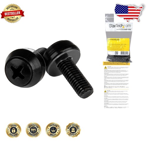 Heavy-Duty 100 Pack Black M6 Mounting Screws for Telecommunications ...