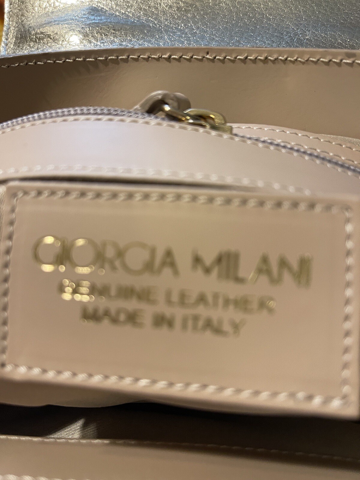 GIORGIA MILANI small tan taupe faux snake leather shoulder / hand bag ...