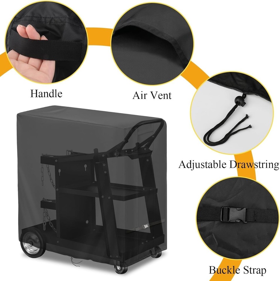 Welding Cart Cover, 37" Waterproof Welder Cart Cover For Rolling TIG ...