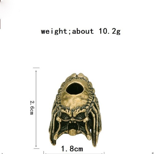 Pure Brass Alien Face Iron Knife Paracord Bead Lanyard Pendant Jewelry ...