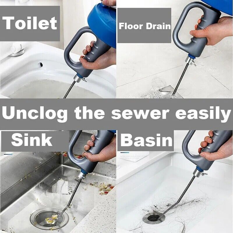 7M Drain Unblocker Tool Hair Remover Sink Snake Drain Auger Pipe ...