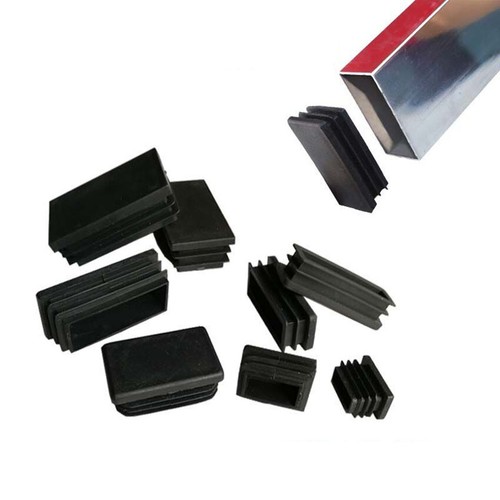 Black End Caps Rectangle Plastic Blanking Plugs Tube Box Section Insert ...