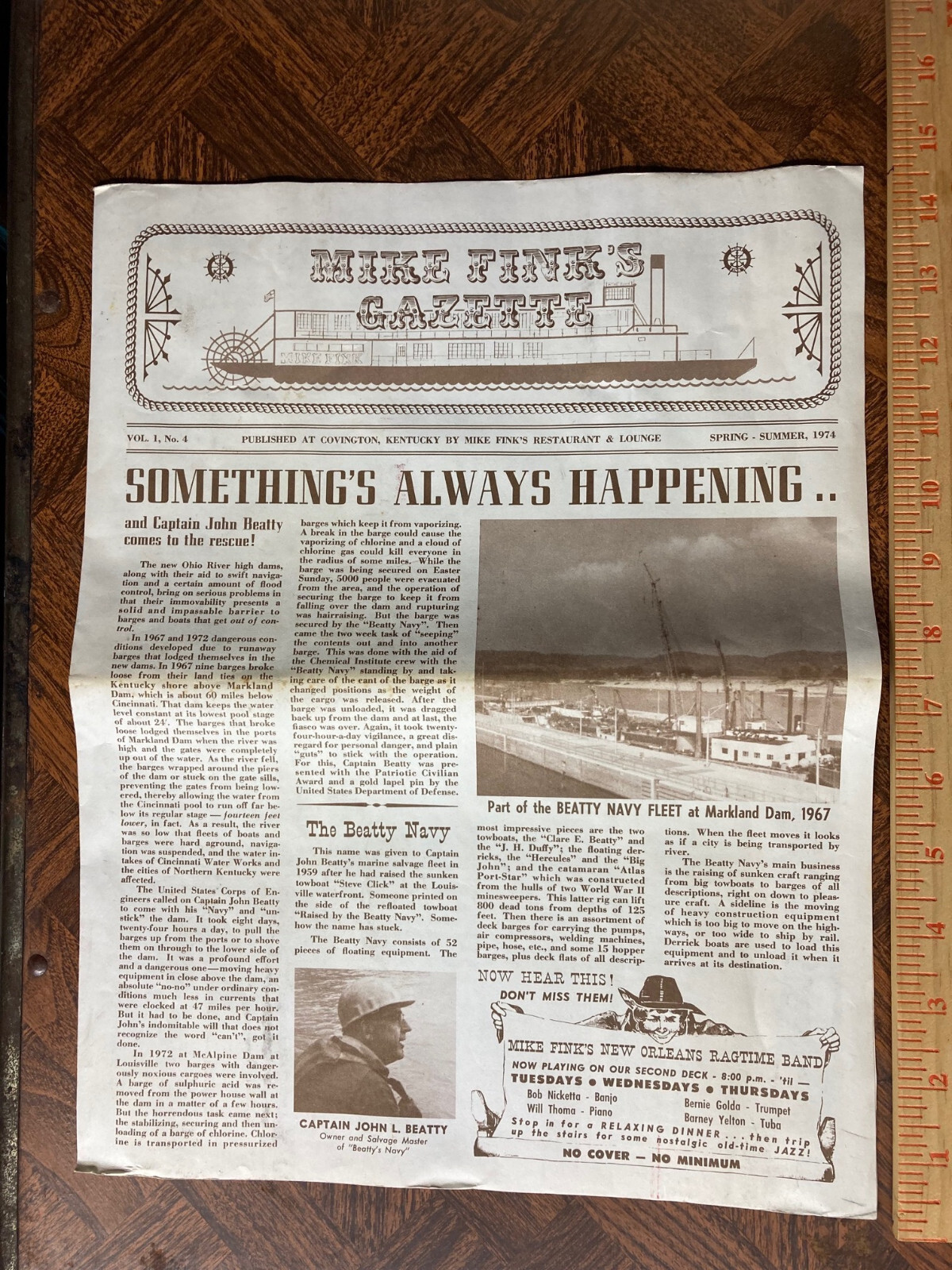 Vintage 1974 Mike Fink Restaurant Menu Souvenir Gazette Newspaper ...