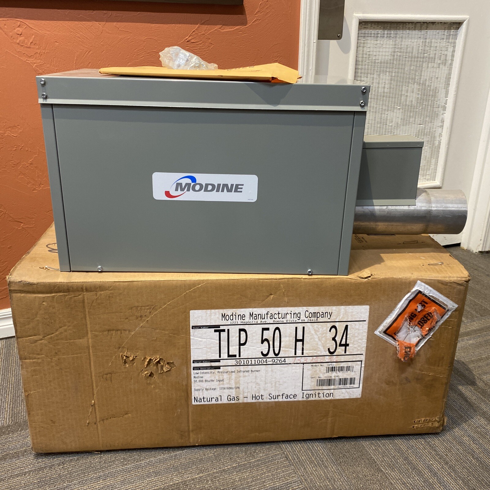 Modine TLP50H34 50k BTU Infrared Unit Heater NG Low Intensity w/30ft ...