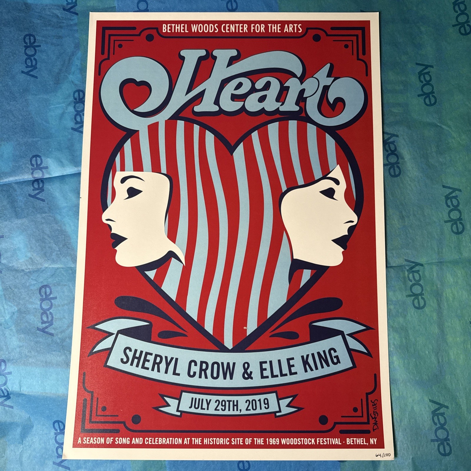 2019.07.29 Bethel Woods Heart Sheryl Crow Elle King Concert Poster #64/ ...