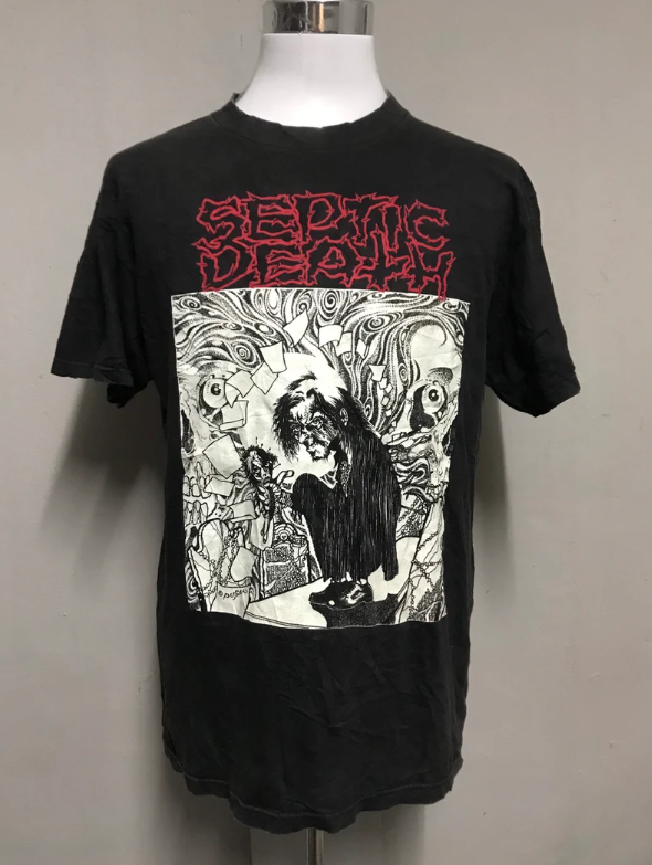 90s Pushead Septic Death Burial Mai So Black All Size T-Shirt | eBay