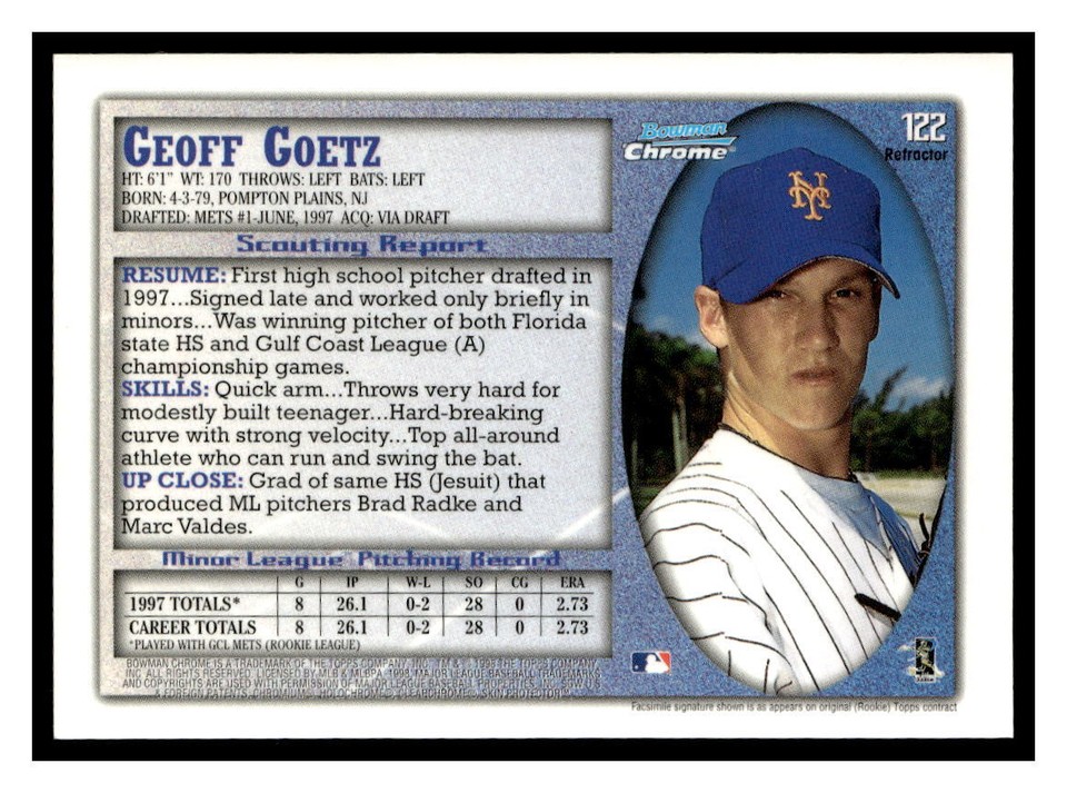 Geoff Goetz 1998 Bowman Chrome 122 Refractors | eBay