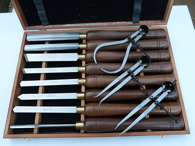 Quality Wood Turning Chisels,Brass Ferrules,Walnut Handles+Spring ...