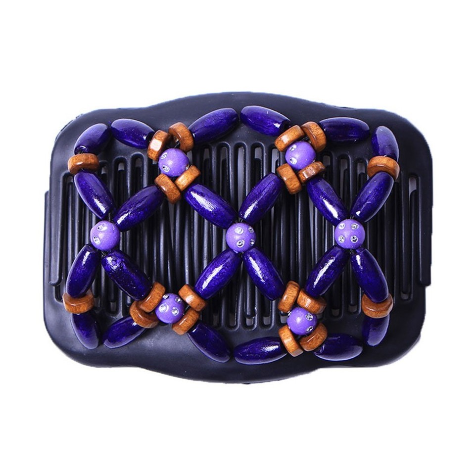 Retro Wood Beads Hair Magic Comb Clip Double Hairpin Women Hair ...
