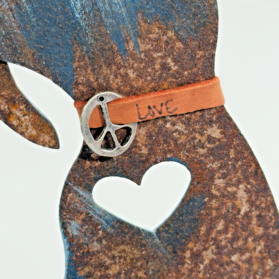 Jes Maharry + Patrick Henderson Folk Art Dog Peace Love Sculpture ...