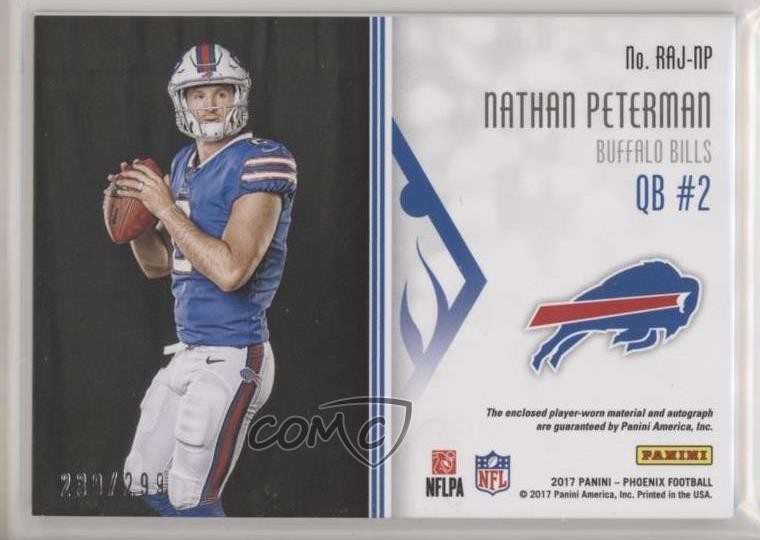 2017 Panini Phoenix RPS Rookie Auto Jersey /299 Nathan Peterman #RAJ-NP ...