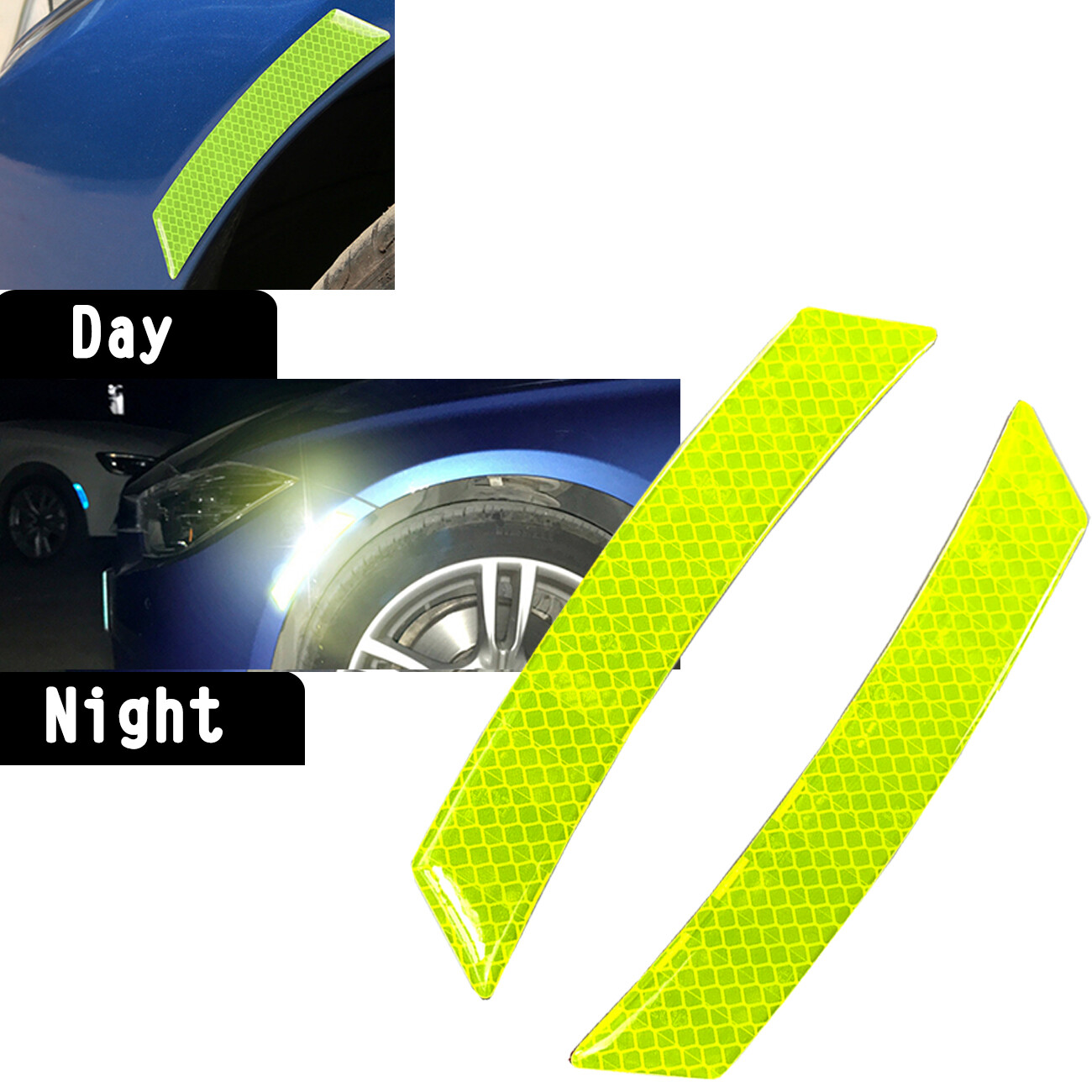 2x Reflective Green Racing Anti-collision Bumper Marker Stripe Decal ...