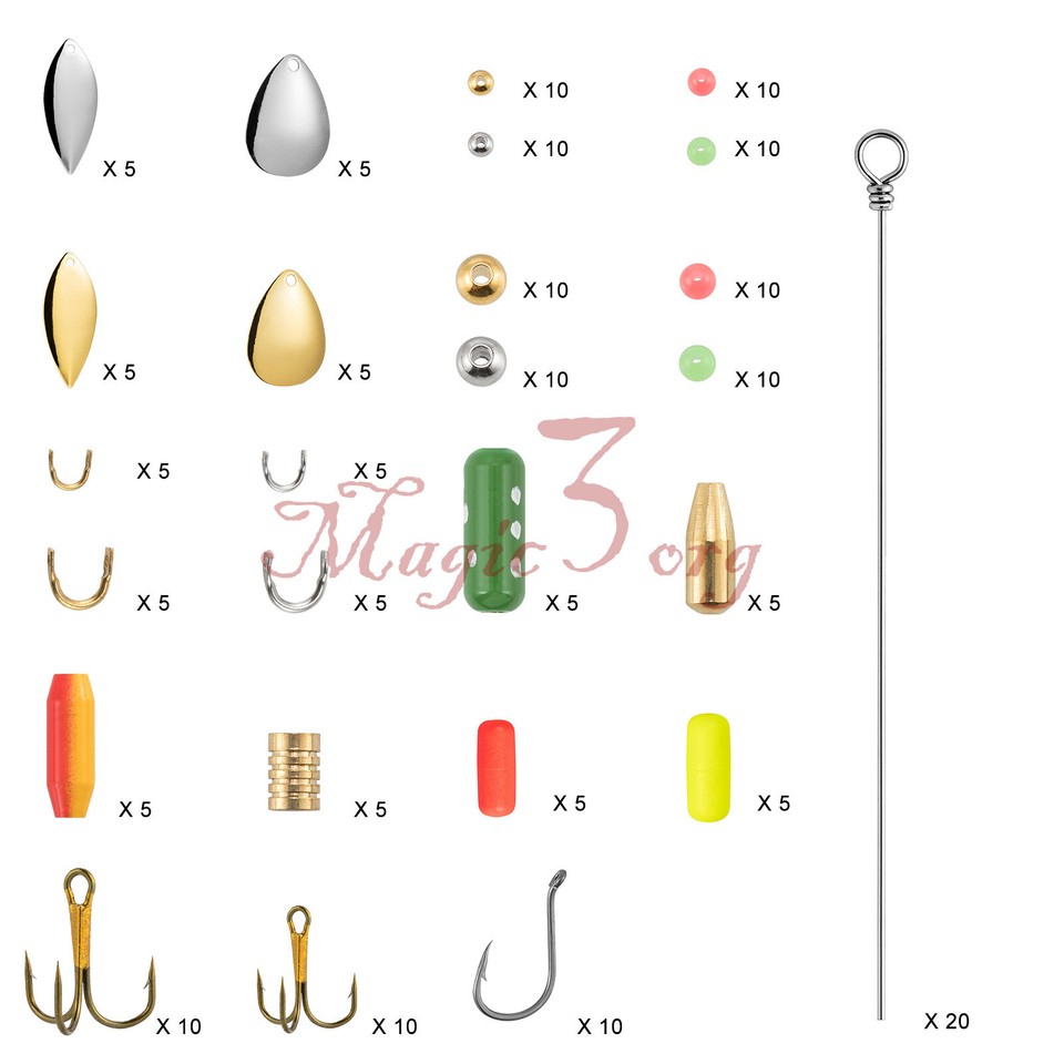 200pcs Fishing Accessories Spinner Blade Bait Kit DIY Fishing Lure ...