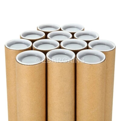Cardboard Poster Tubes Mailing Tubes End Caps 50mm 76mm A0-A4 Sizes ...