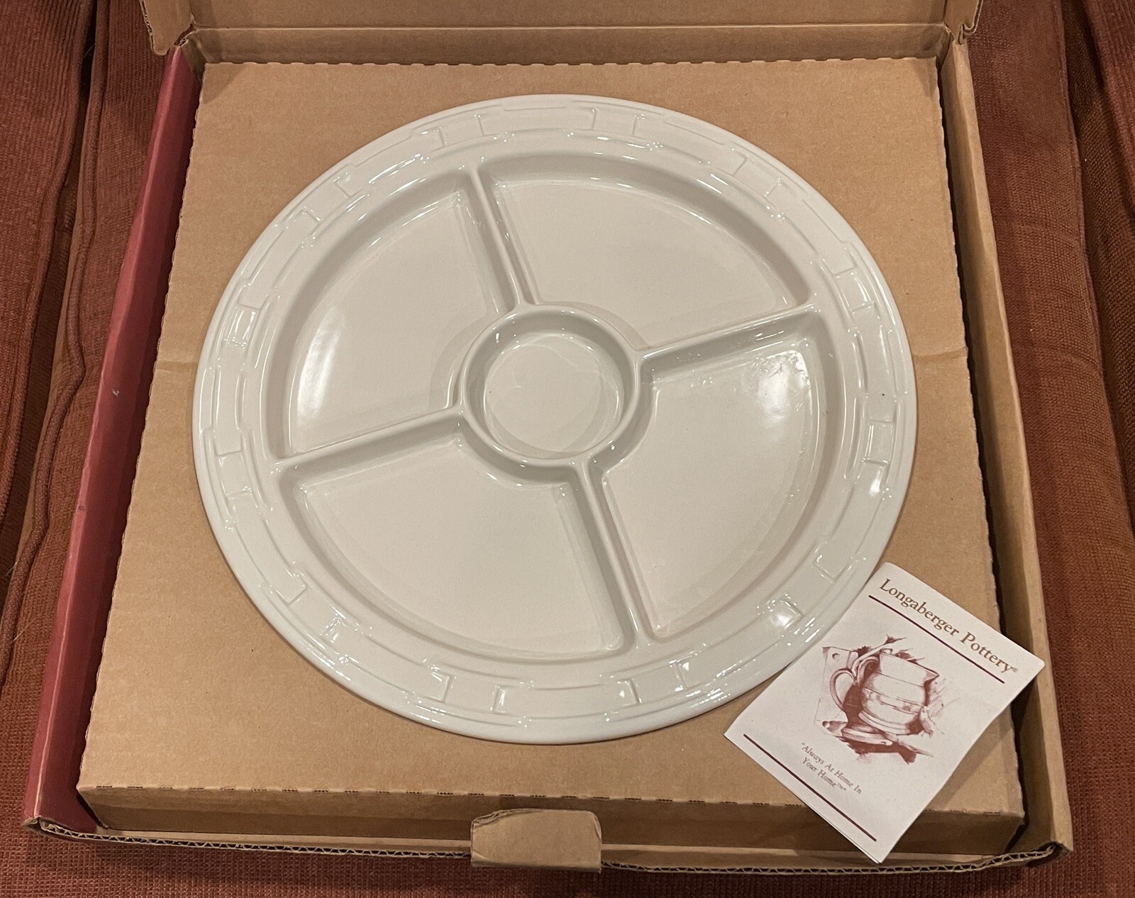 Longaberger Ceramic Divided Platter Relish Tray Heirloom Ivory 13-1/2 ...