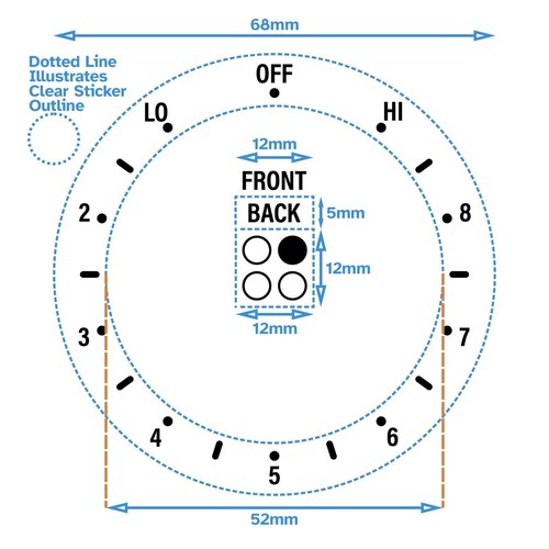 1 Dial Lo-Hi Electric for Hob Stove Decal Hot Plate Knob Sticker Oven ...
