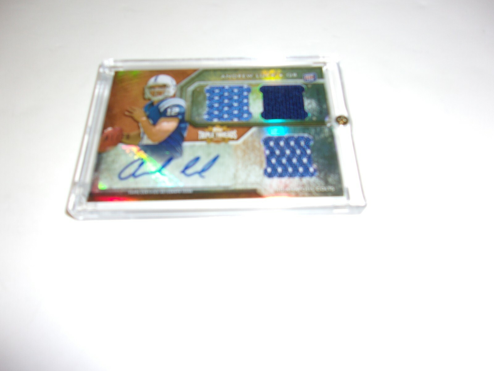 ANDREW LUCK 2012 TOPPS 3X THREAD GAME USED TRIPLE JERSEY AUTO 41/70 ...