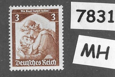 #7831 MH Stamp / 1935 Sc 448 / PF03 Germany welcomes Saar / Third Reich ...