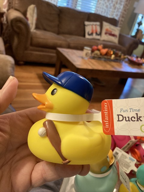 Infantino Rubber Duck Red Football Duckies Bath Tub Baby Shower Set of ...