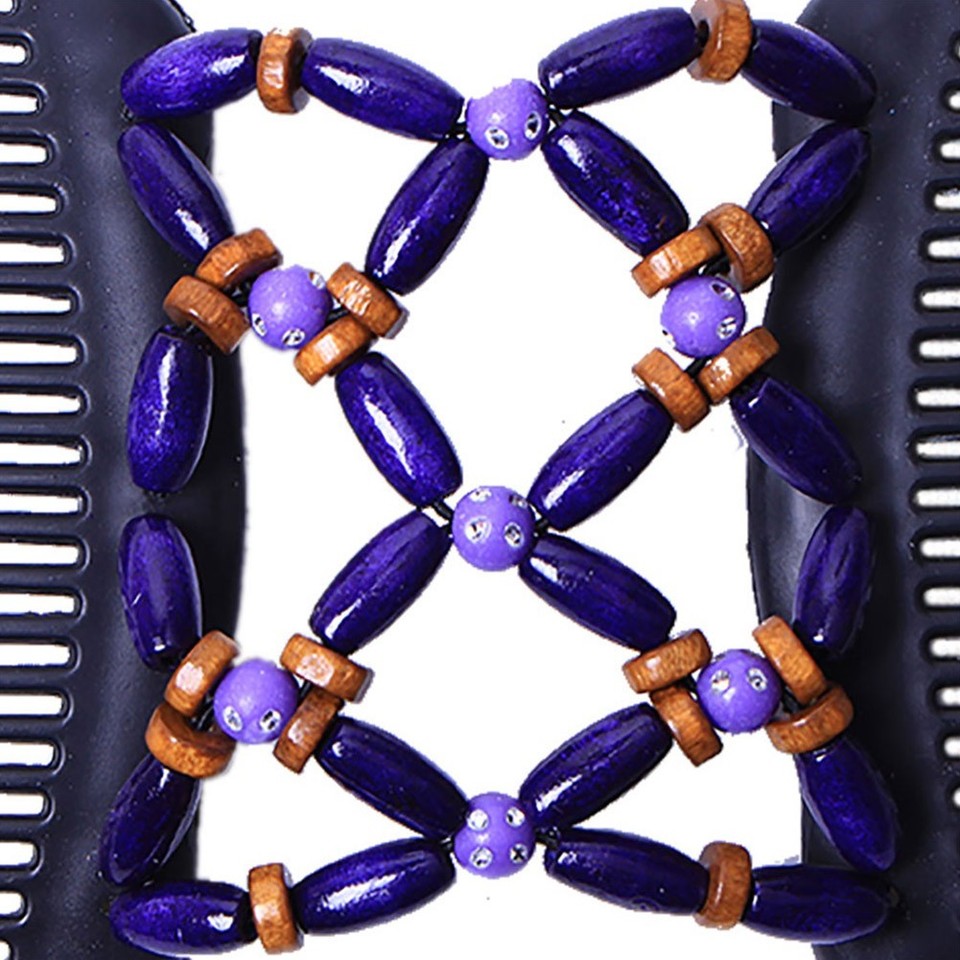 Retro Wood Beads Hair Magic Comb Clip Double Hairpin Women Hair ...