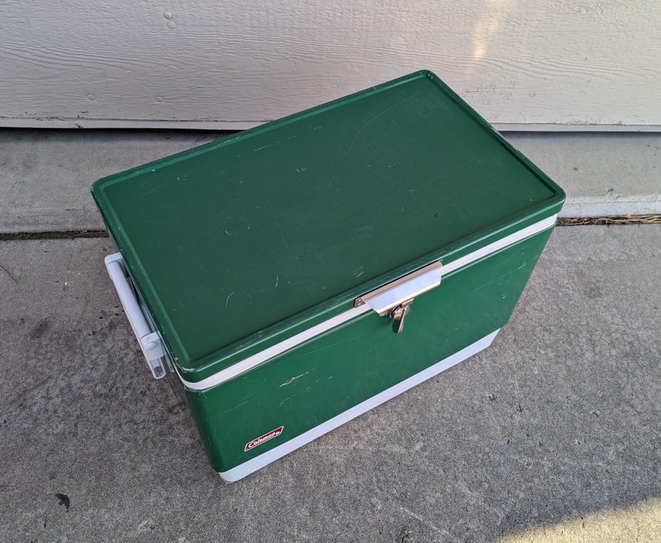 Vintage 1984 Coleman Green Metal Ice Chest Cooler Box F47 | eBay