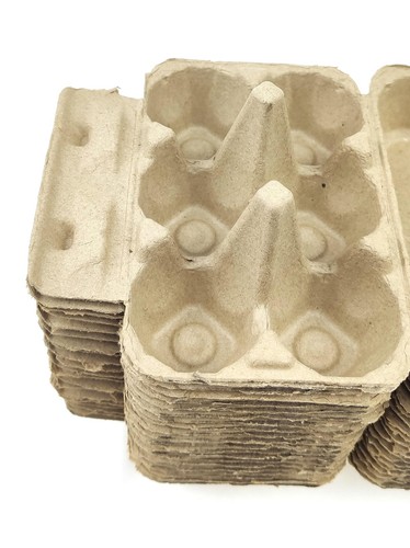 40 Pack Pulp Fiber Egg Cartons - 6 Count Tray, Solid Reusable ...