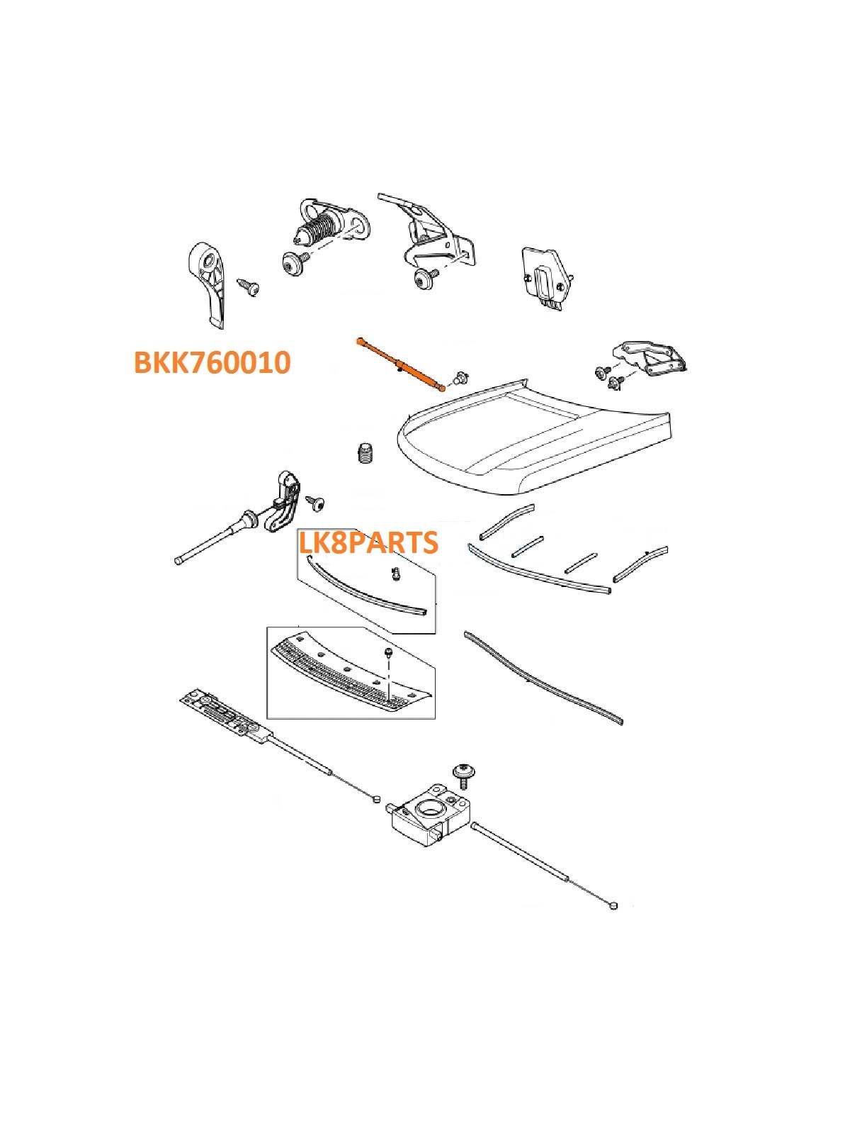 Land Rover Range Rover L322 2003-2012 Hood Strut Shock Bonnet BKK760010 ...