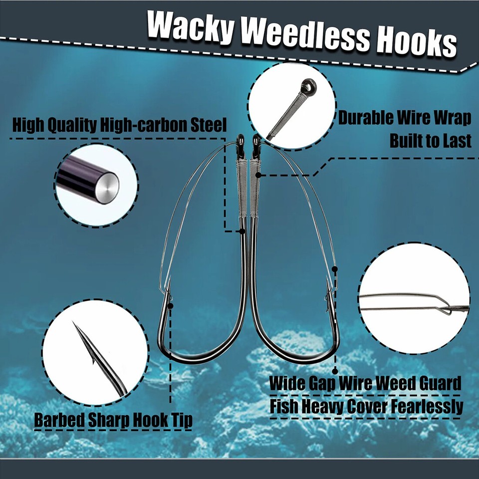 10~50Pcs Fishing Wacky Hooks Weedless Wacky Rig Hooks for Worm Bait ...