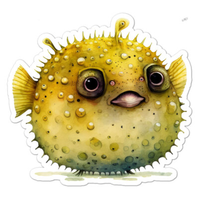 Cute Puffer Fish, Vinyl Decal Sticker, Indoor Outdoor, 3 Sizes, #9395 ...