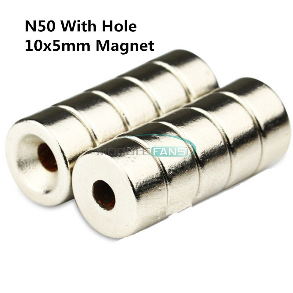 10PCS Strong N50 Round Neodymium Counter Sunk Magnets 10 x 5mm Hole 3mm ...