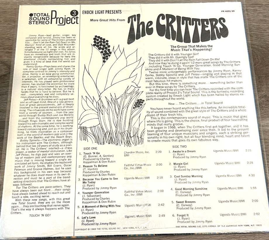 The Critters – Touch'N Go With The Critters 1968 Vinyl LP Psychedelic ...